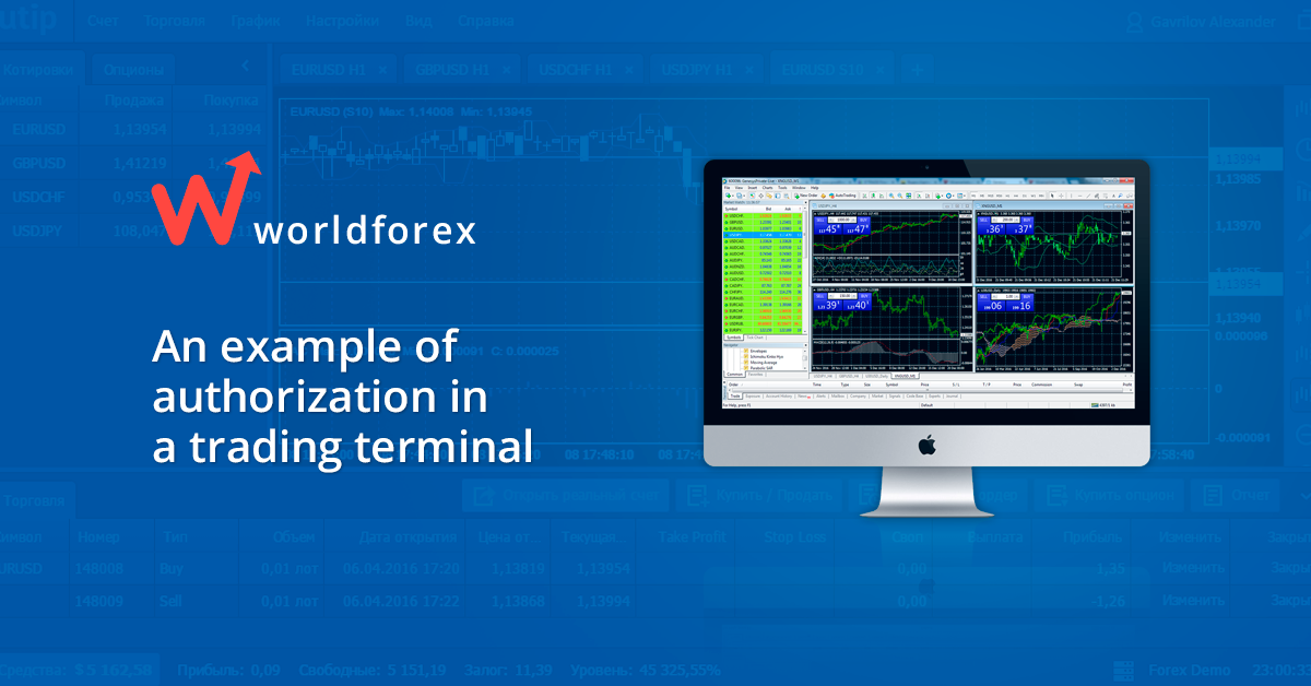 An example of authorization in a trading terminal